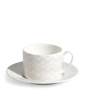 Missoni Zigzag Teacup And Saucer - White