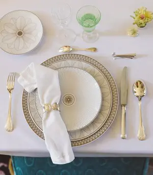 Christofle Porcelain Malmaison Platinum Impériale Dinner Plate