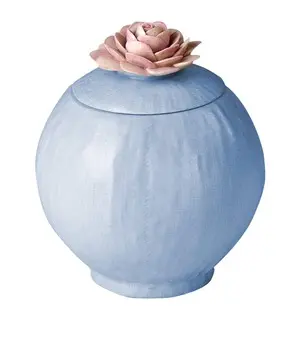 VILLARI Porcelain Rose Topped Sugar Bowl - Blue