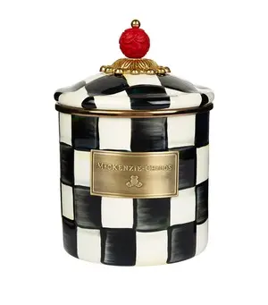 MACKENZIE-CHILDS Small Courtly Check Enamel Canister - Black