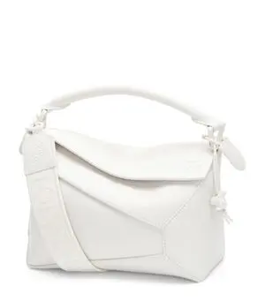 Loewe Loewe Small Leather Puzzle Edge Cross-Body Bag White