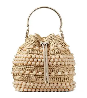 JIMMY CHOO Raffia Bon Bon Top-handle Bag
