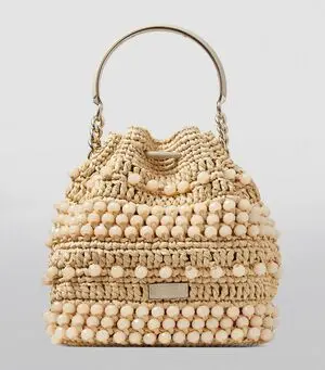 JIMMY CHOO Raffia Bon Bon Top-handle Bag