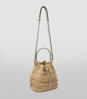 JIMMY CHOO Raffia Bon Bon Top-handle Bag