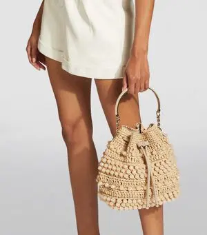 JIMMY CHOO Raffia Bon Bon Top-handle Bag