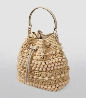 JIMMY CHOO Raffia Bon Bon Top-handle Bag