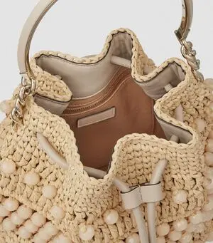 JIMMY CHOO Raffia Bon Bon Top-handle Bag