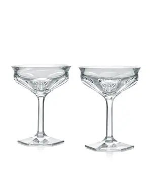 THE MARTHA, BY BACCARAT Set Of 2 Harcourt Talleyrand Encore Champagne Glasses - Clear