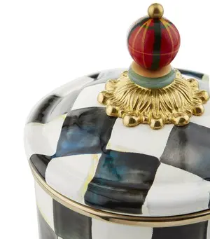 MACKENZIE-CHILDS Large Courtly Check Enamel Canister - Black