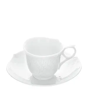 MEISSEN Porcelain Waves Relief Espresso Cup And Saucer - White