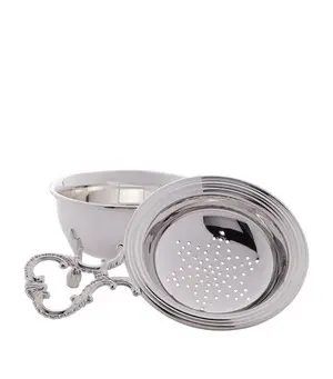 GREGGIO Georgian Plated Tea Strainer With Drip Bowl