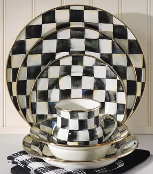 MACKENZIE-CHILDS Courtly Check Enamel Dinner Plate