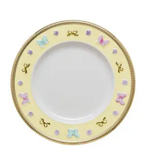 VILLARI Porcelain Butterfly Dessert Plate - Yellow