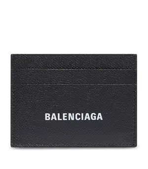 Balenciaga Leather Logo Card Holder - Black