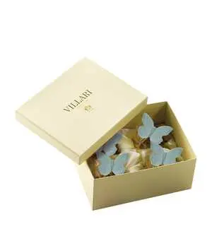 VILLARI Gold Plated Butterfly Napkin Rings - White