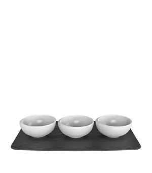 VILLEROY & BOCH Newmoon Dip Bowl And Presentation Plate - White