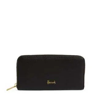 Harrods Oxford Zip-around Wallet - Black
