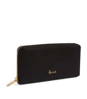 Harrods Oxford Zip-around Wallet - Black