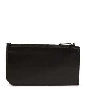Saint Laurent Leather Fragments Monogram Card Holder - Black