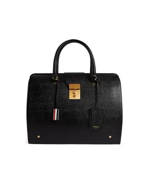 Thom Browne Leather Mr. Thom Weekend Bag - Black