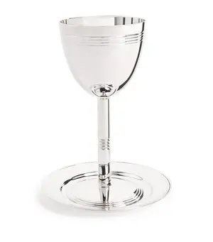 Christofle Plated Judaique Kiddush Cup And Saucer - Silver