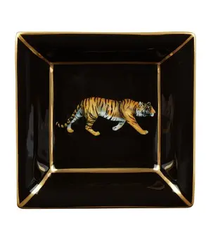 Halcyon Days Square Tiger Tray - Black