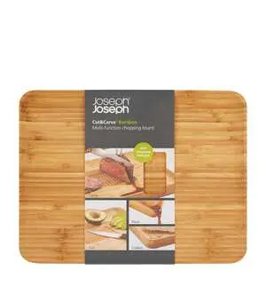 JOSEPH JOSEPH Cut & Carve Bamboo Chopping Board - Brown