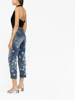 Dsquared2 Cropped Star Embellished Jeans