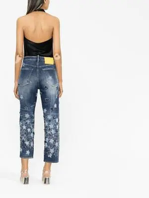 Dsquared2 Cropped Star Embellished Jeans