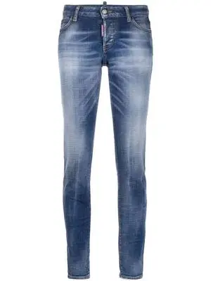 Dsquared2 Faded Cropped Skinny Jeans - Blue