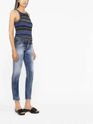 Dsquared2 Faded Cropped Skinny Jeans - Blue