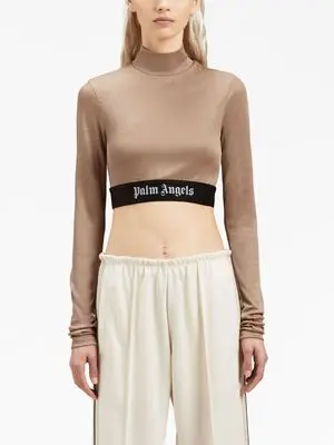 Palm Angels Logo-tape Cropped T-shirt