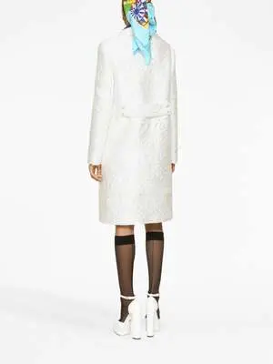 Dolce & Gabbana Floral-jacquard Belted Coat