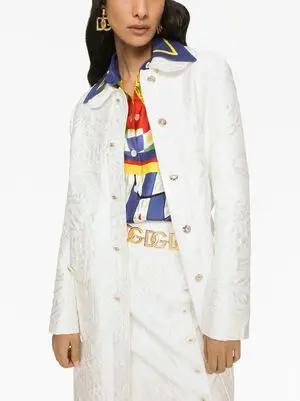 Dolce & Gabbana Floral-jacquard Belted Coat