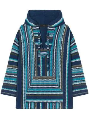 Alanui Ushuaia Stories" Knitted Baja Hoodie - Blue