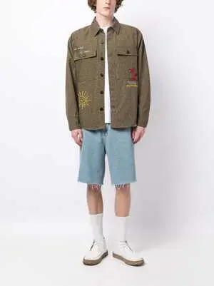 President's Motif-embroidered Cotton Shirt