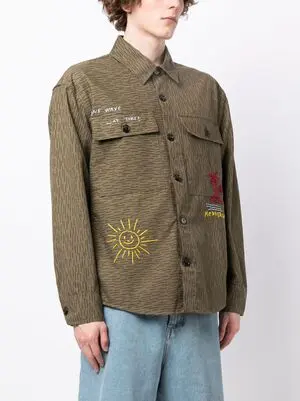 President's Motif-embroidered Cotton Shirt