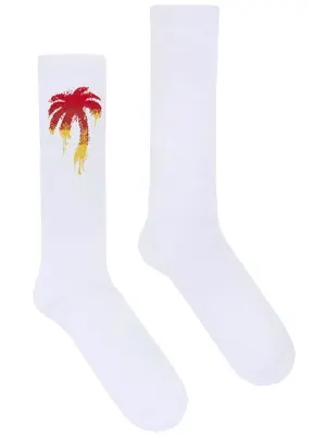 Palm Angels Palm-motif Calf Socks - White
