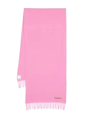 Acne Studios Logo-tag Frayed-edge Scarf - Pink