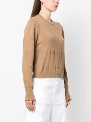 Pinko Logo-debossed Cashmere Top