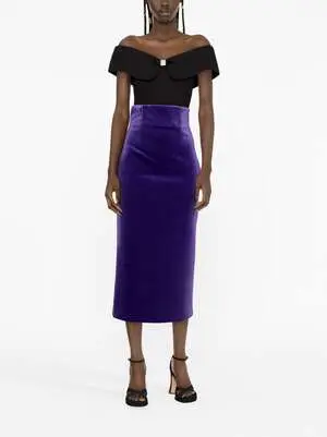 Philosophy Di Lorenzo Serafini Velvet Midi Pencil Skirt