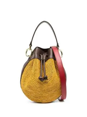 Colville Pudding Colour-block Raffia Bucket Bag
