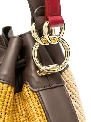 Colville Pudding Colour-block Raffia Bucket Bag
