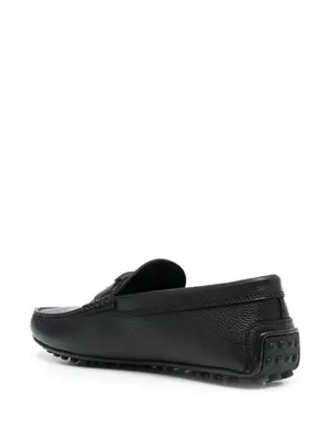 TOD'S Logo-plaque Leather Loafers - Black