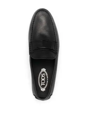 TOD'S Logo-plaque Leather Loafers - Black