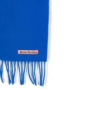 Acne Studios Logo-patch Wool Scarf - Blue