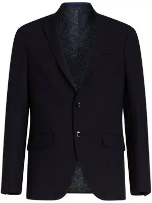 Etro Notched-lapels Virgin Wool-blend Blazer - Black