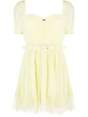 SELF-PORTRAIT Chiffon Mini Dress With Lace Details