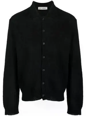 Our Legacy Brushed-knit Evening Polo Cardigan - Blue