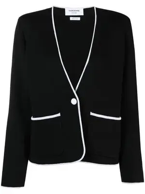 Thom Browne Contrasting Trim Jacket - Black